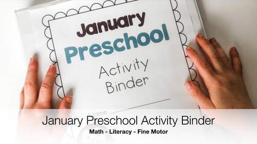 January Preschool Activity Binder - Prek Fine Motor, Math, & Literacy Games