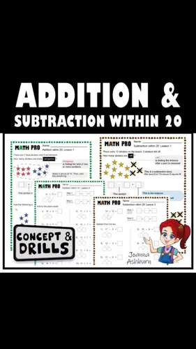 Add and Subtract within 20 Guided Practice and Review Worksheets BUNDLE
