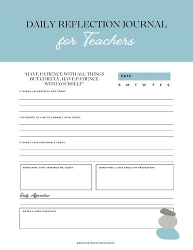 Daily Reflection Journal For Teachers by The Resilient Educator | TPT