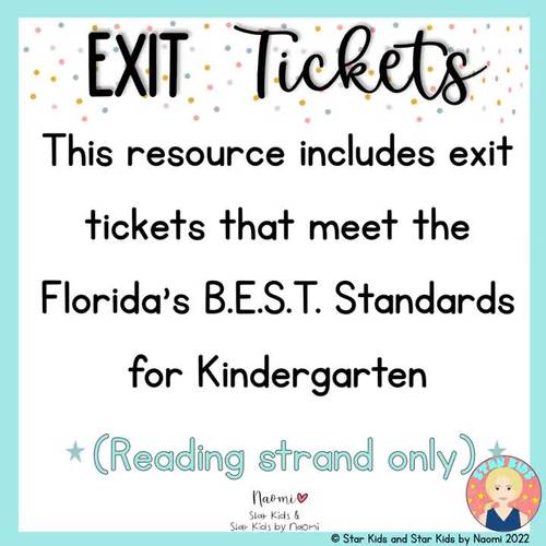 EXIT TICKETS | READING - Florida's B.E.S.T. Standards | KINDERGARTEN