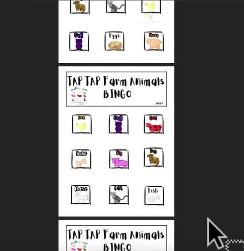 TAP TAP Farm Animals BINGO-Perfect for 6:1:1 by FunSpeechPath | TPT