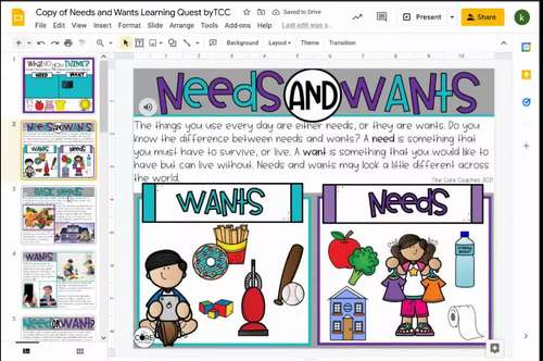 Needs and Wants First Grade, Wants vs Needs Assessment, Needs vs Wants