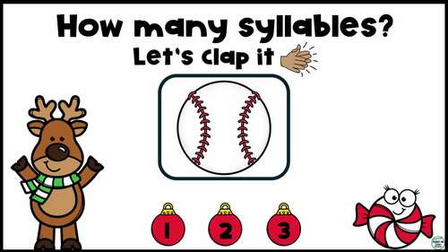 Reindeer Counting Syllables PowerPoint Google Slides Digital Christmas ...