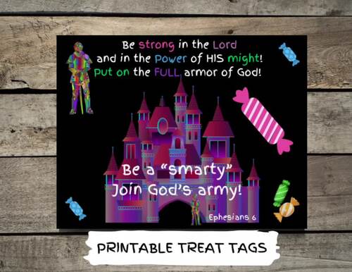 Armor of God trunk or treat candy grams by Truth with Grace printables