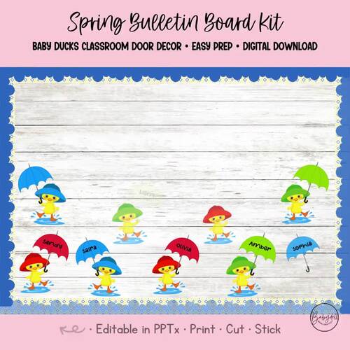 Ducks Spring Bulletin Board Kit: April Door Decor | March Classroom Decor