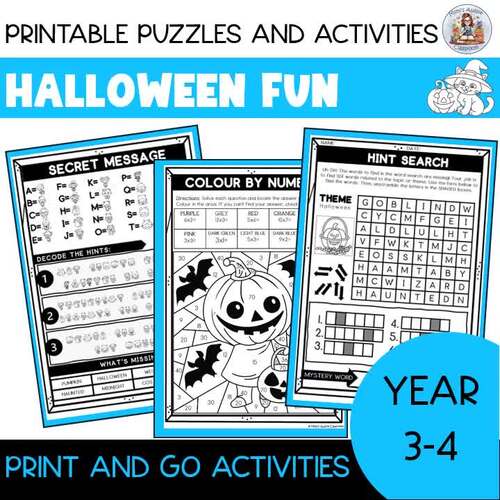 Halloween Activities PDF Booklet – for GRADES 3 and 4 Fun & Festive ...