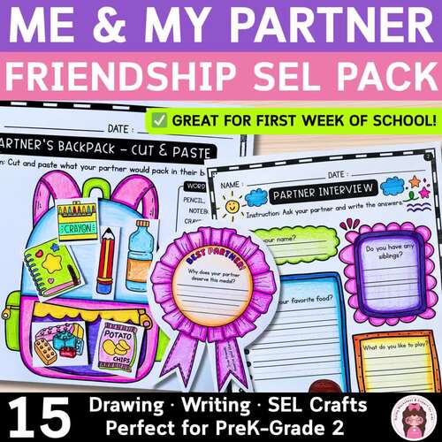 Friendship Activities Back to School Partner SEL – Drawing Writing Crafts