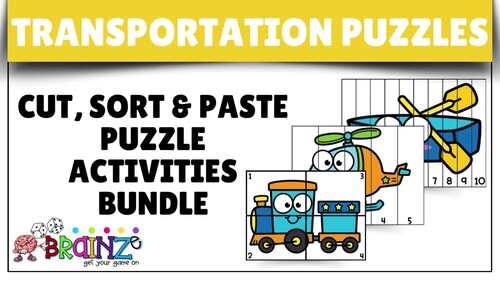 Transportation Sequencing Puzzle Activities Bundle | 4,5 & 10 Piece Puzzles