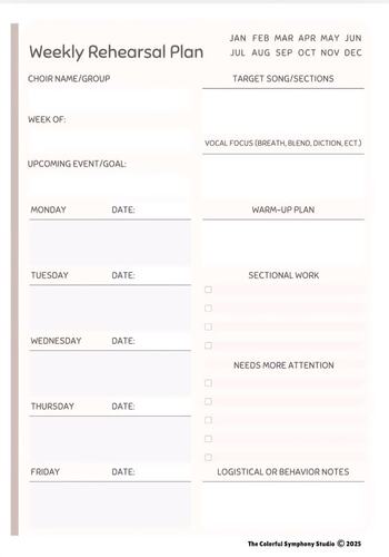 Choir Rehearsal Toolkit – Editable Planning Sheets, Trackers ...