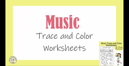 Music Trace and Color Worksheets for Young Musicians | Print and Digital