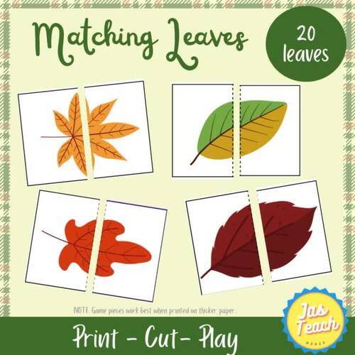 Thanksgiving Fall Matching Leaves Game | Fall Activity for Kids by Jas ...