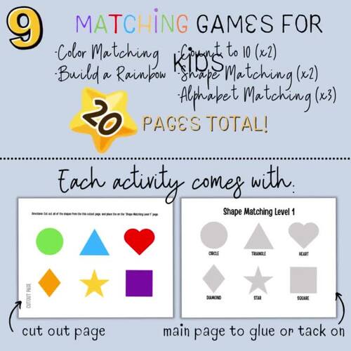 Printable Matching Games for Kids | Shapes, Numbers, Alphabet & Colors ...