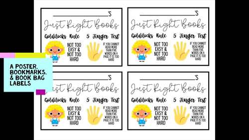 Just Right Books Poster Bookmarks and Book Bag Labels by Presley's ...