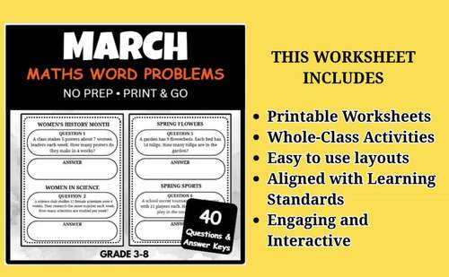 March Math Word Problems – 40 Engaging Real-Life Problems for Grades 3–8