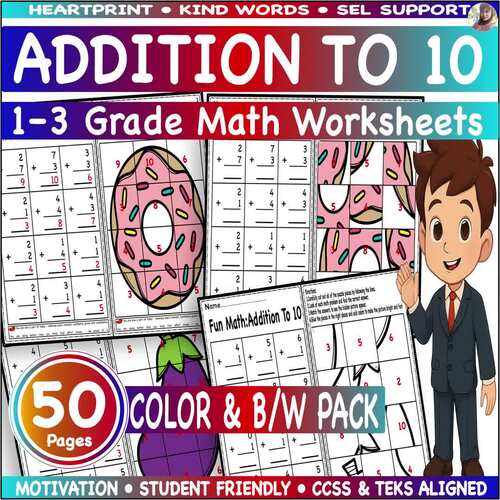 Math Facts Fluency Timed Tests - Addition 10, 1 - 3 Grade | Picture ...