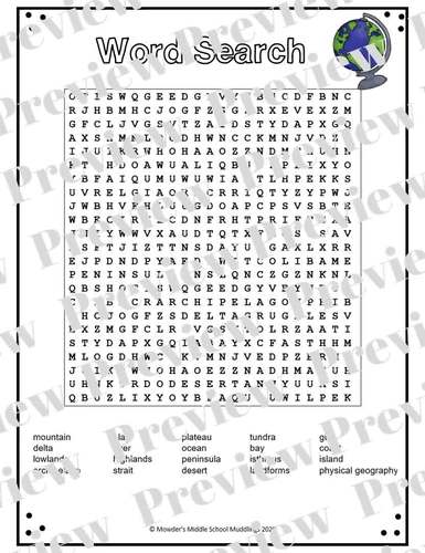 Landforms Vocabulary Word Puzzles by Culture Over Content | TPT