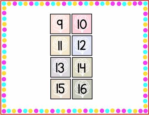 Printable Floral Calendar Numbers, Polka Dots Number Labels, Number Spots