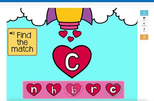 Valentine Heart Letter Match Digital Kindergarten Task Boom Cards ELA ...