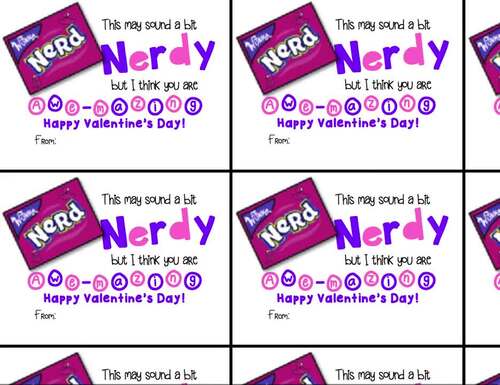 Nerds Candy Valentine's Day Gift Tag- This may sound a bit Nerdy but...