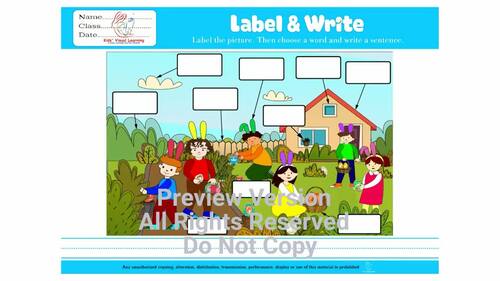 LABEL AND WRITE WORKSHEET | Engaging Vocabulary and Sentence Writing SET 5
