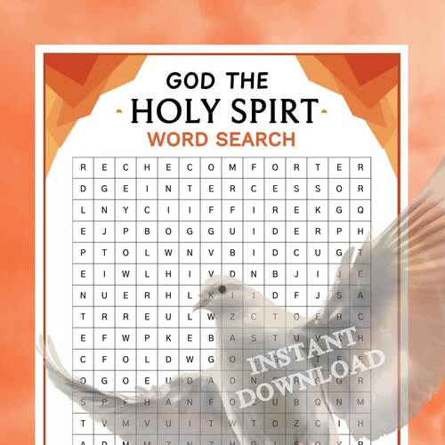 God the Holy Spirit Word Search: Christian Holy Ghost Printable Activity