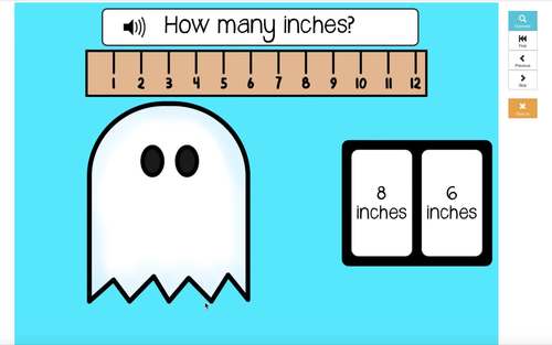 Halloween Measurement: Inches Level 1 Boom Cards™ Digital Task Cards
