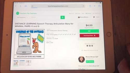 DISTANCE LEARNING Speech Therapy Articulation Story for MINIMAL PAIRS ...