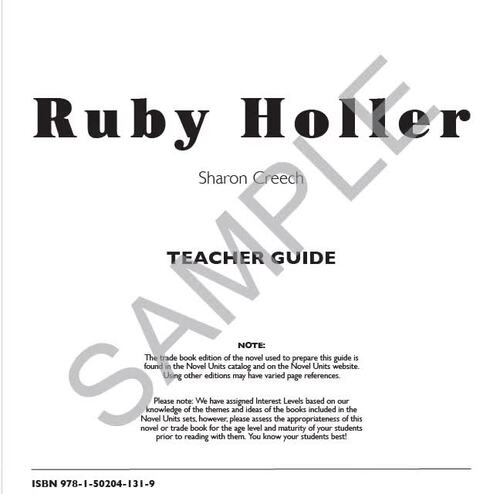 Ruby Holler Novel Units® Teacher Guide Novel Study | TPT