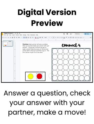 Algebra 2 Review Game Connect 4 (Digital and Printable Resource Included!)