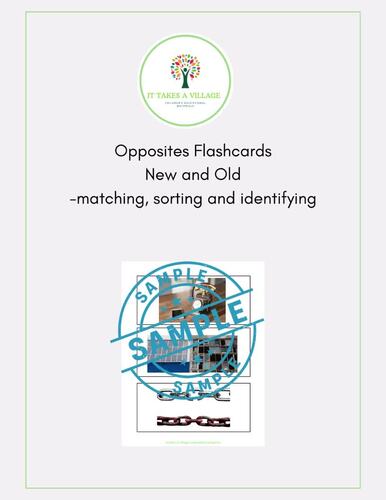 Opposites Flashcards-New and Old-matching word to picture (ABLLS-R C24 ...