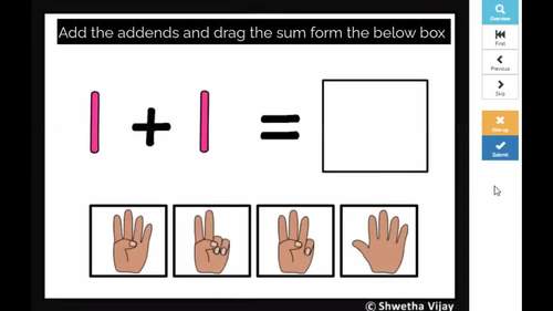 Addition using fingers Math activities Digital Addition upto 10 Boom cards™