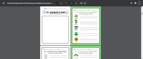 St. Patrick's Day Bundle for Pre-K, Kindergarten & 1st / Math ...