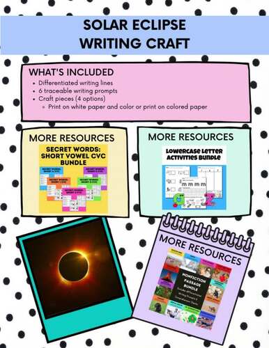 Solar Eclipse Writing Craftivity - Engaging Writing Prompts & Craft Sun ...