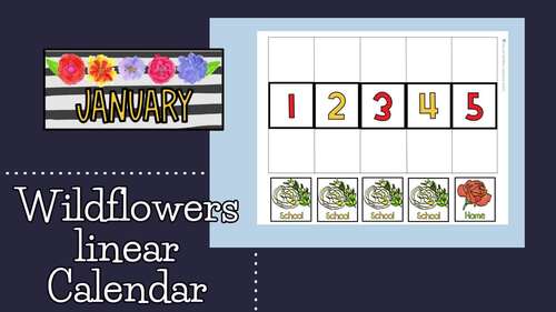 linear calendar wildflower themed by Joy and Sunshine Collective