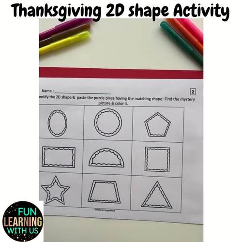 Thanksgiving 2D Shapes Activity | Pumpkin Pie Shapes Puzzle | TPT