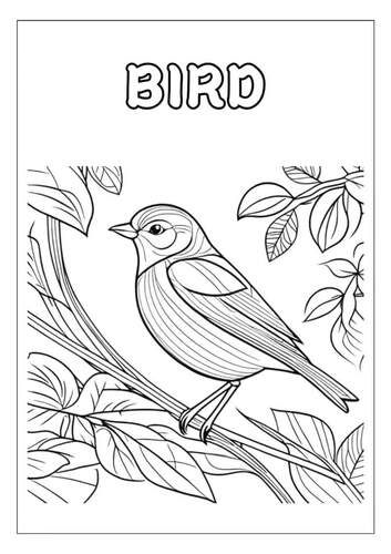 cute bird Printable Cute coloring sheet,Kids,illustration,Prek, page