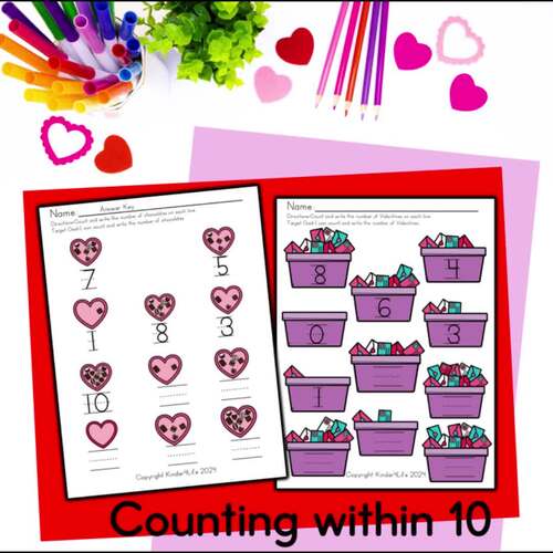 Valentine’s Day Math & ELA Kindergarten Worksheets February No Prep ...
