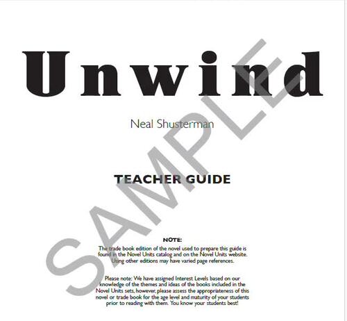 Unwind Novel Units® Teacher Guide Novel Study | TPT