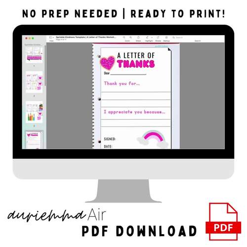 Sprinkle Kindness Template | A Letter of Thanks Worksheets for ...