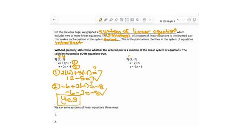 Graphing Systems of Linear Equations Guided Notes, Worksheet, and Video ...