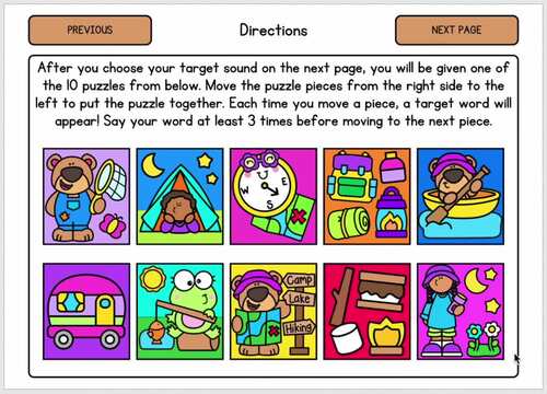 Camping Puzzles Articulation Boom Cards | No prep | Digital Speech