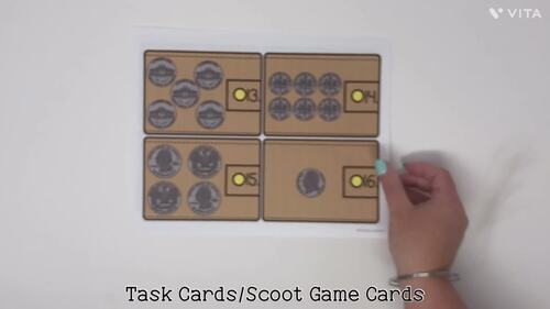 Adding Like Coins Scoot Game Task Cards Math Write the Room Counting Coins