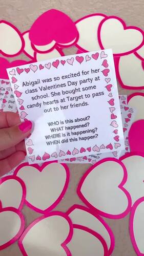 WH Comprehension Question Cards | Valentines by Juliana Grace Class Space