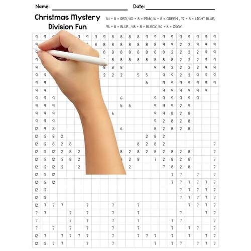 Christmas Division Color by Number | Holiday Math Coloring Fun | TPT