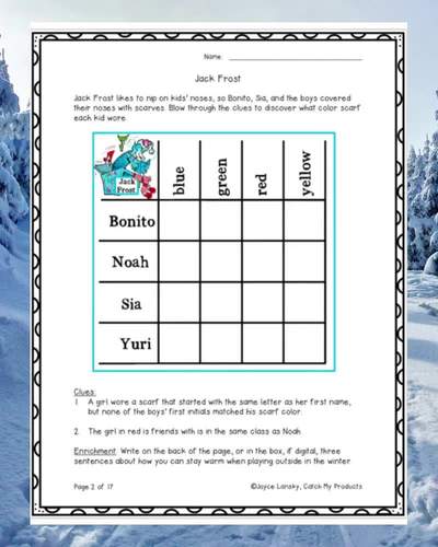 Winter Logic Puzzles or Winter Activities for Critical Thinking Skills