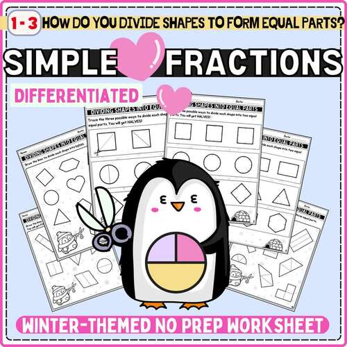 1st grade Fractions Winter Math Activities - Differentiated , february ...
