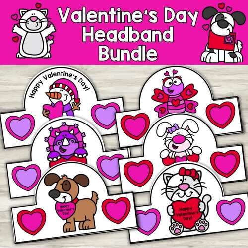 Valentine's Day Headband Crown Hat Bundle Craft Activity Kinder, 1st ...