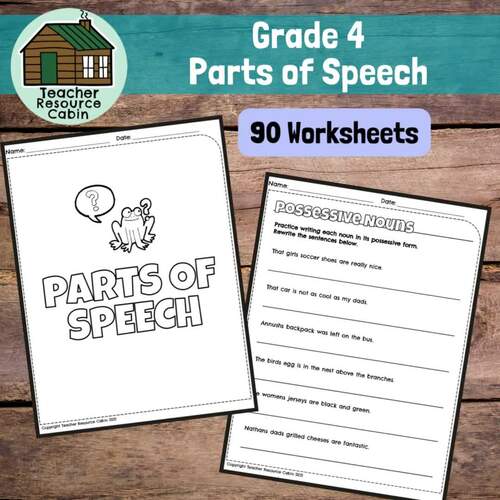Parts of Speech Worksheets (Grade 4) by Teacher Resource Cabin | TPT