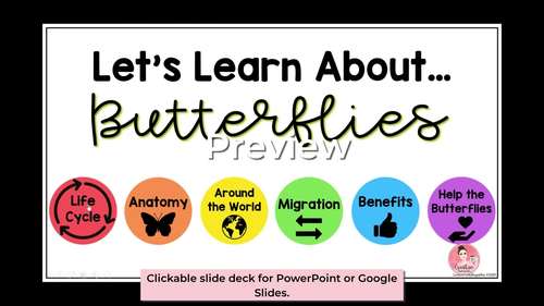 Butterfly Unit with Slideshow, Printable Information Pages and Student ...