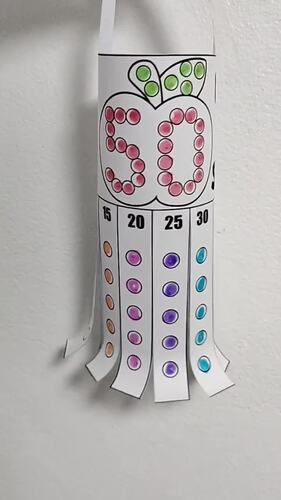 50th Day of School Windsock Math Craft Q Tip Painting Coloring KINDERGARTEN